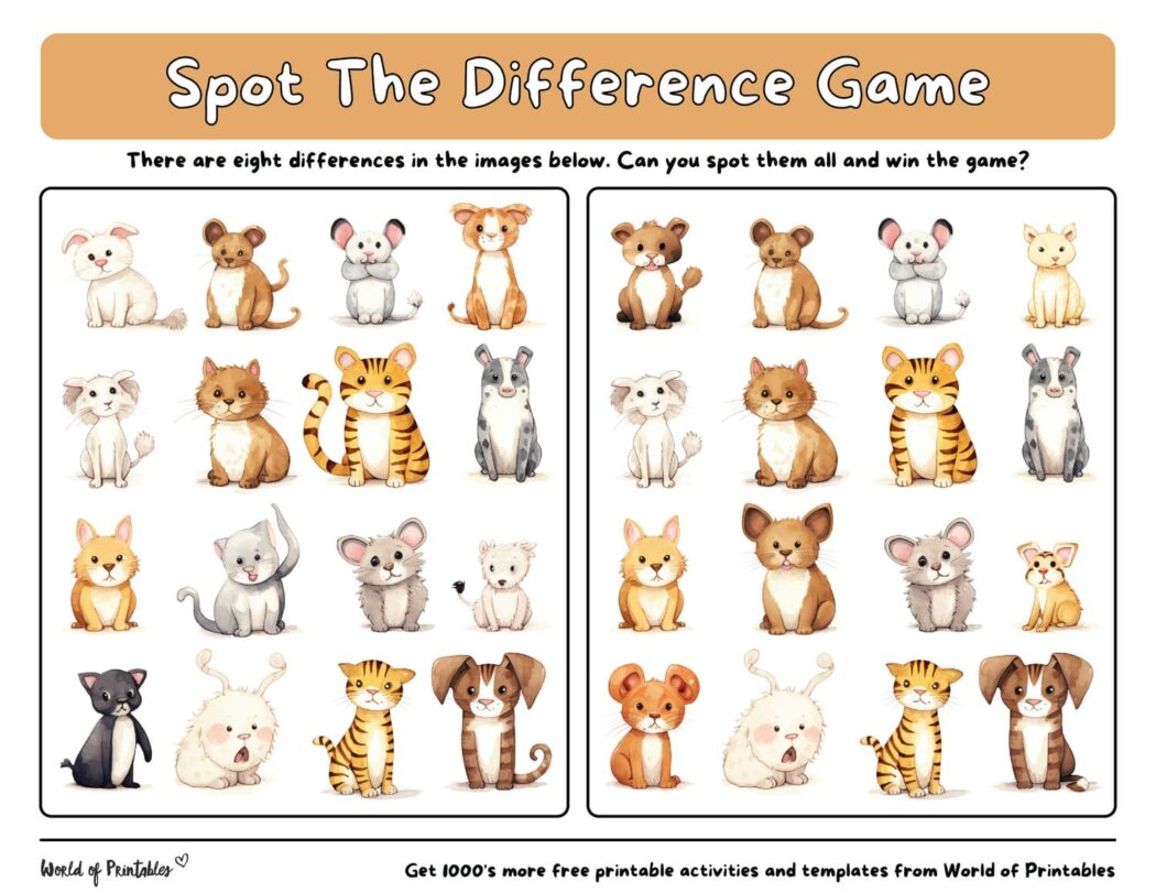 Easy Spot The Difference Games - World of Printables