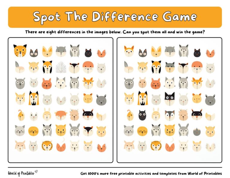 Easy Spot The Difference Games - World of Printables