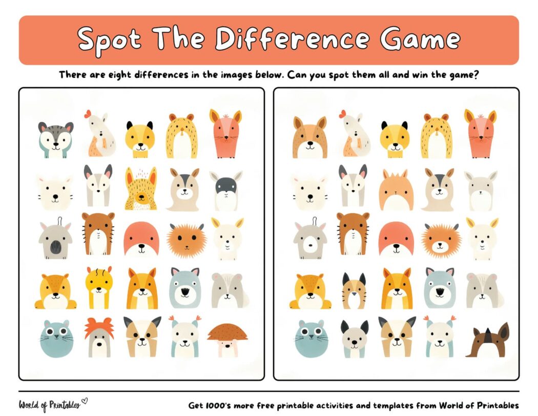 Easy Spot The Difference Games - World of Printables