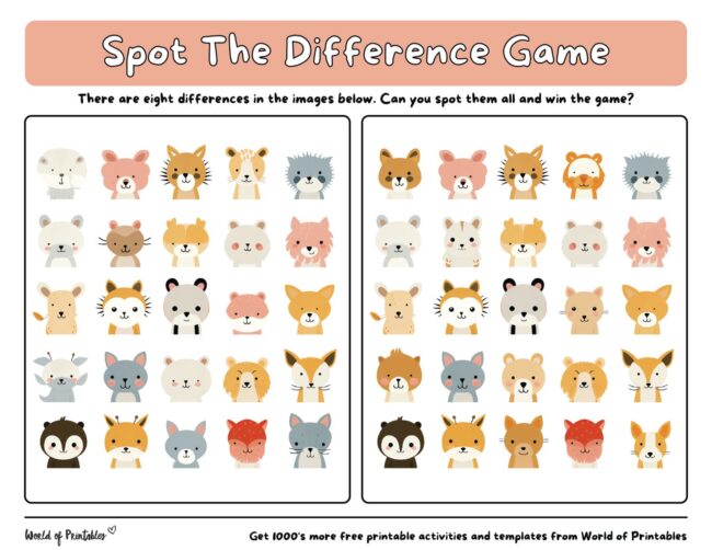 Easy Spot The Difference Games - World of Printables