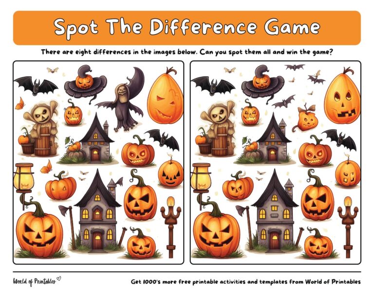 Spot The Difference Halloween Games - World of Printables