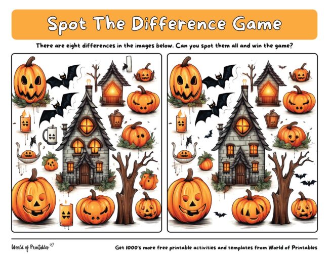 Spot The Difference Halloween Games - World of Printables