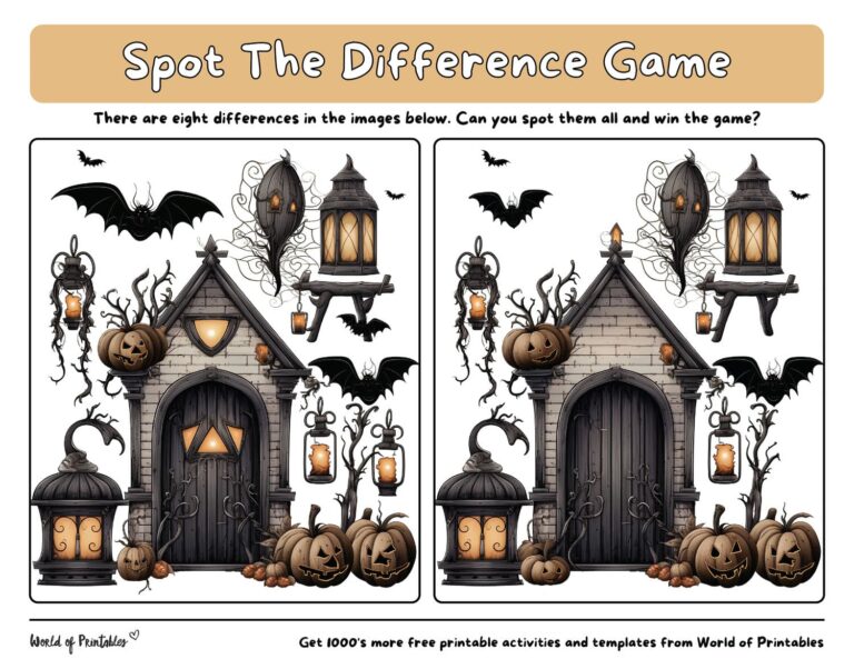 Spot The Difference Halloween Games - World of Printables
