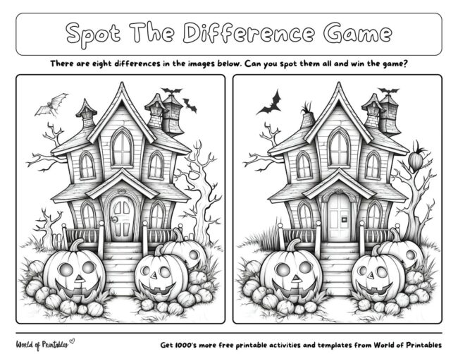 Spot The Difference Halloween Games - World of Printables