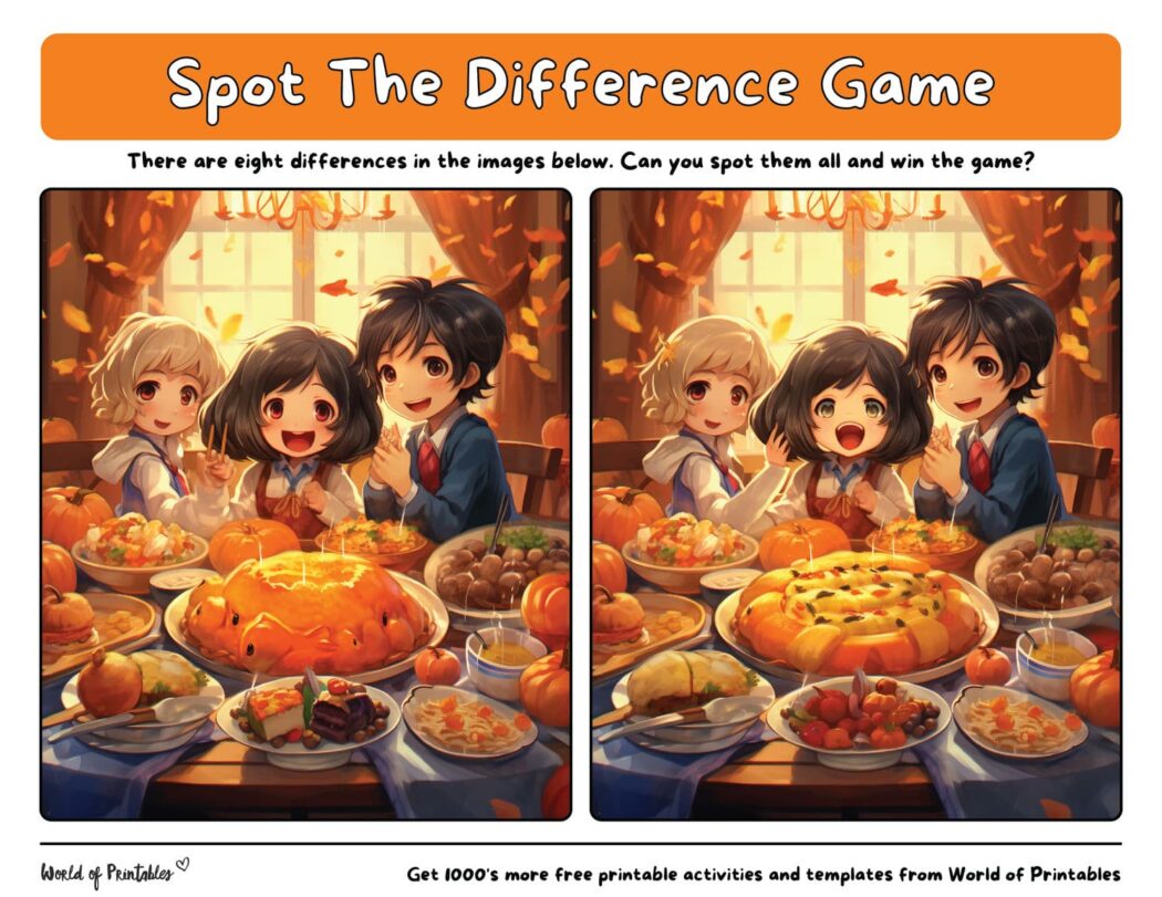 Spot The Difference Thanksgiving Games - World of Printables Spot The Difference Thanksgiving Games - World of Printables