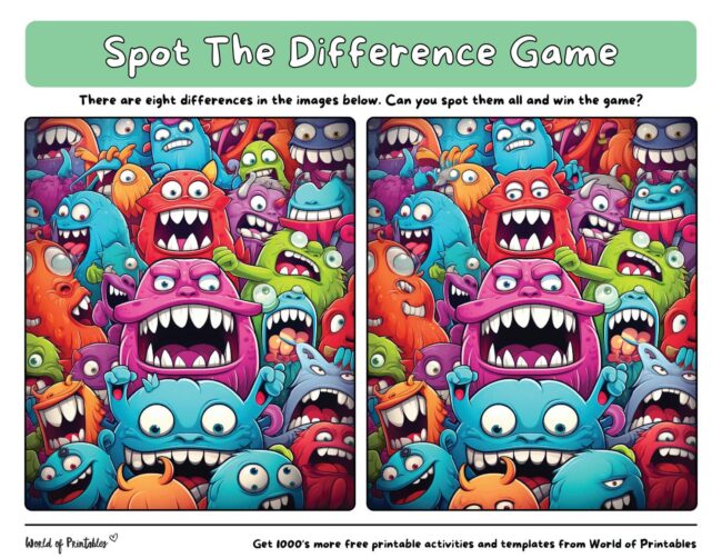 Spot The Difference - 100 Games To Print & Play! - World of Printables