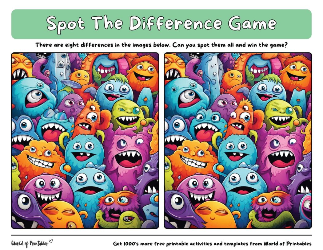 Spot The Difference - 100 Games To Print & Play! - World of Printables