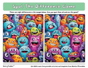Spot The Difference - 100 Games To Print & Play! - World of Printables