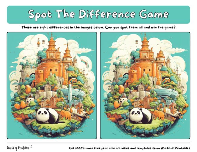 Spot The Difference - 100 Games To Print & Play! - World of Printables