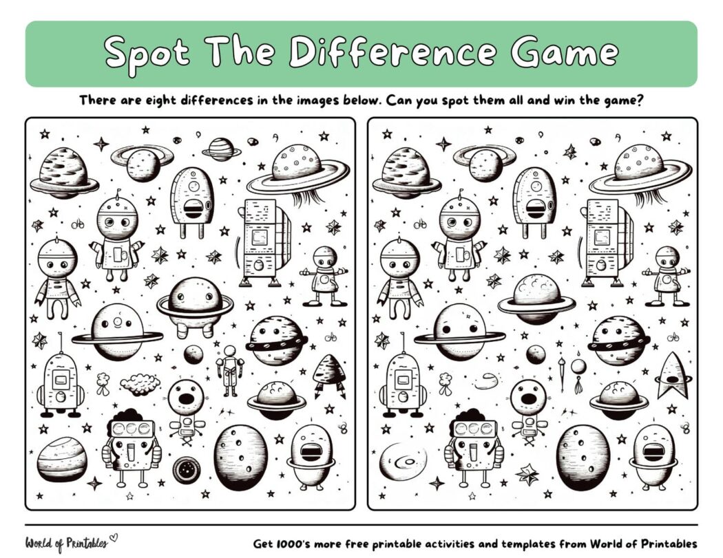 Spot The Difference - 100 Games To Print & Play! - World of Printables
