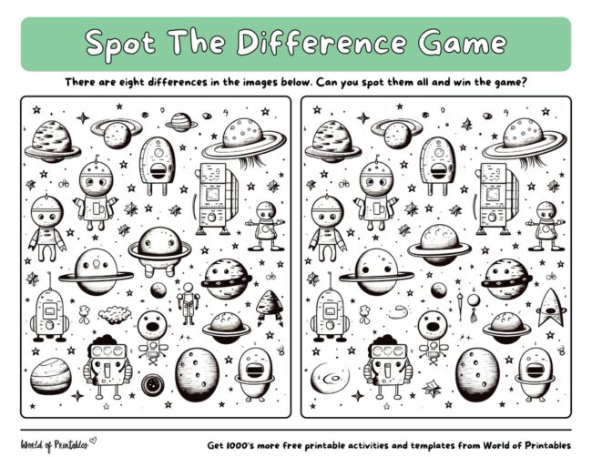 Spot The Difference - 100 Games To Print & Play! - World of Printables