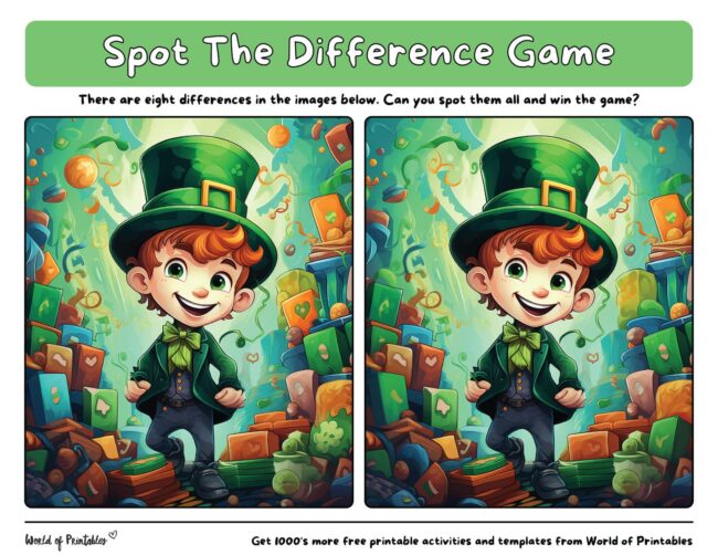 St. Patricks Day Spot The Difference Games - World of Printables