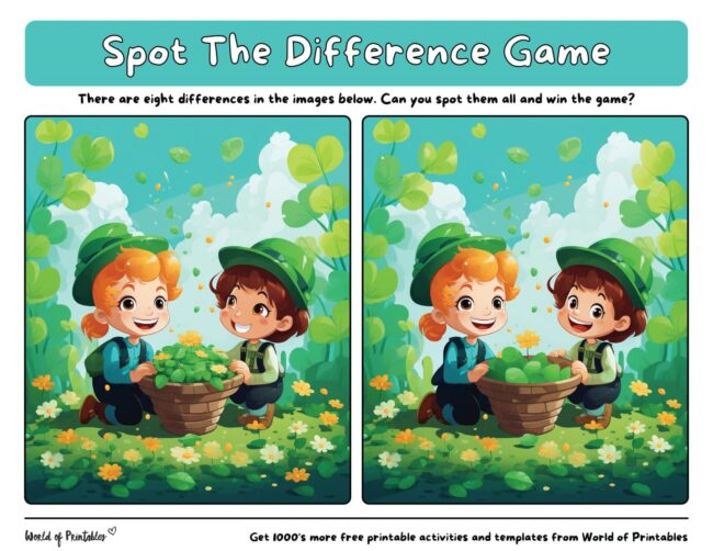 St. Patricks Day Spot The Difference Games - World of Printables