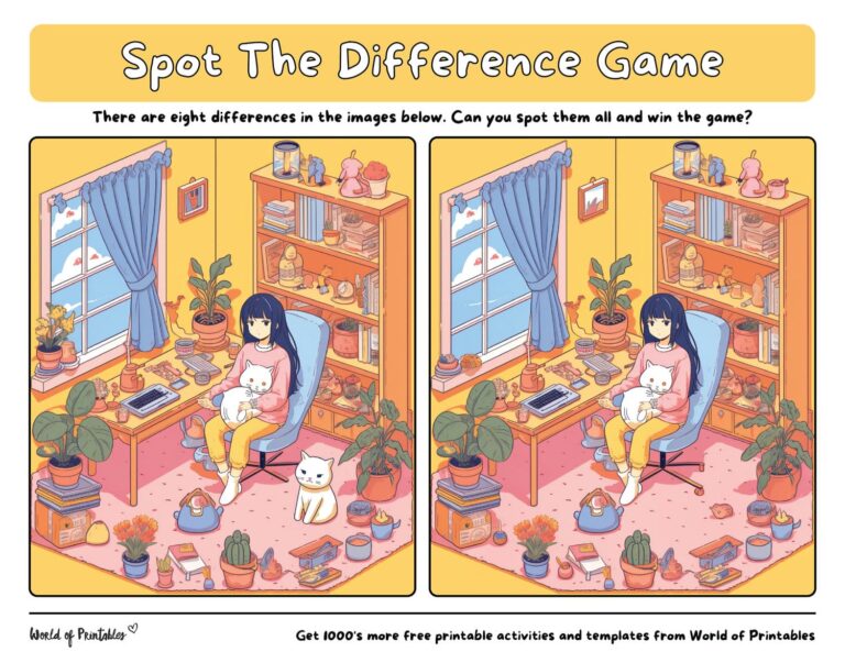 Spot The Difference - 100 Games To Print & Play! - World of Printables