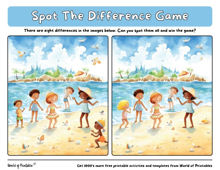 Spot The Difference Summer Games - World of Printables