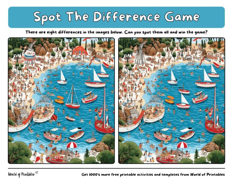 Spot The Difference Summer Games - World of Printables
