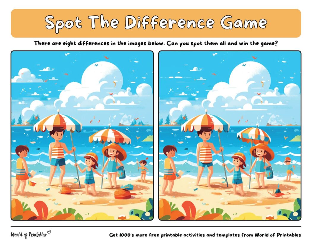 Spot The Difference Summer Games - World of Printables
