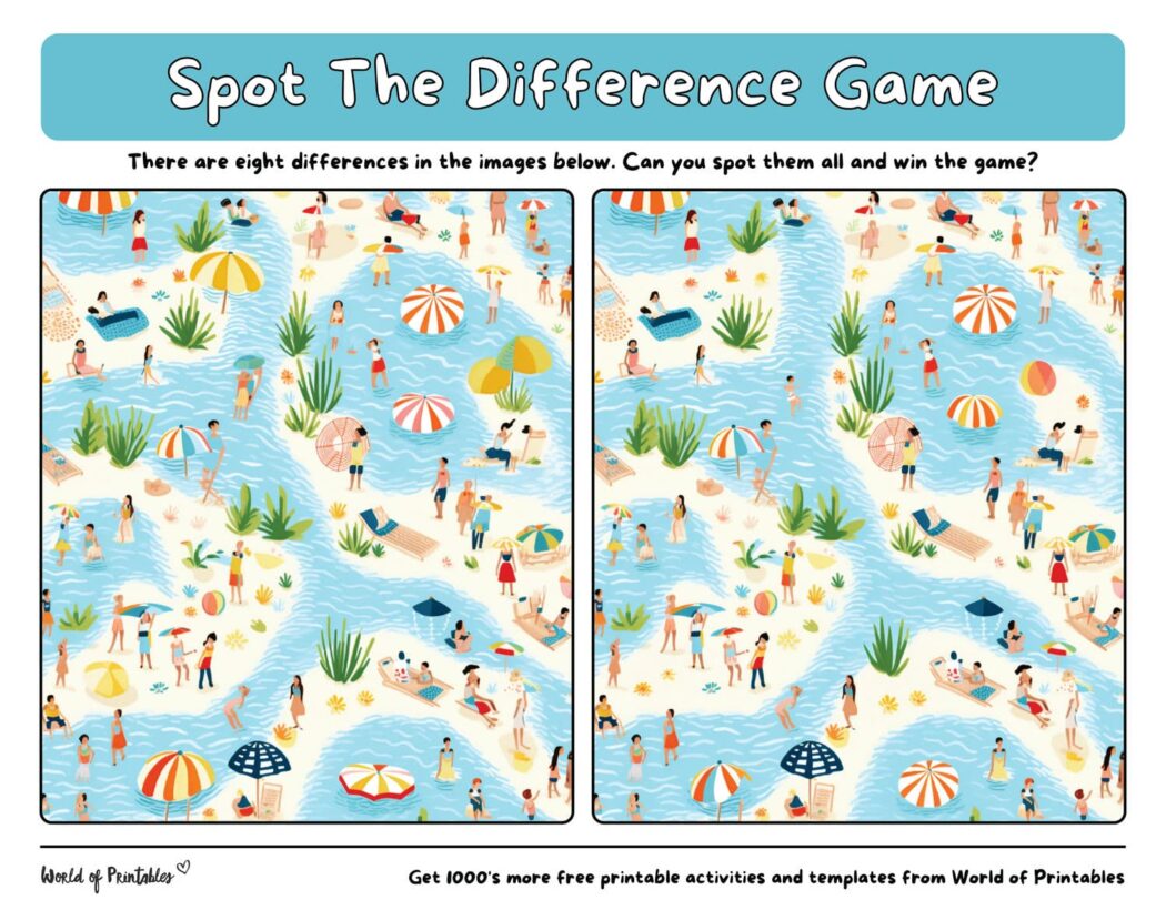 Spot The Difference Summer Games - World of Printables