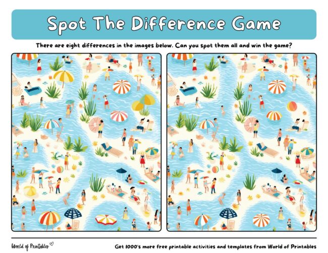 Spot The Difference Summer Games - World of Printables