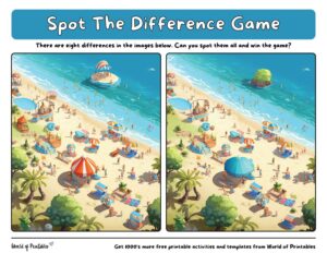 Spot The Difference Summer Games - World of Printables
