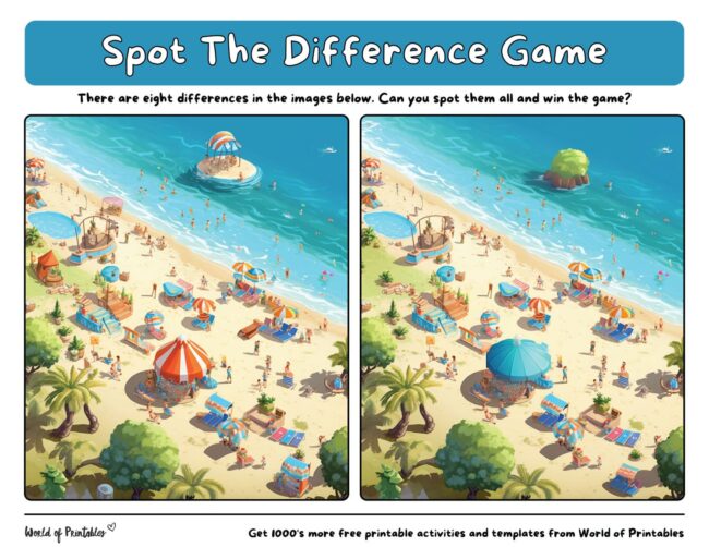 Spot The Difference Summer Games - World of Printables