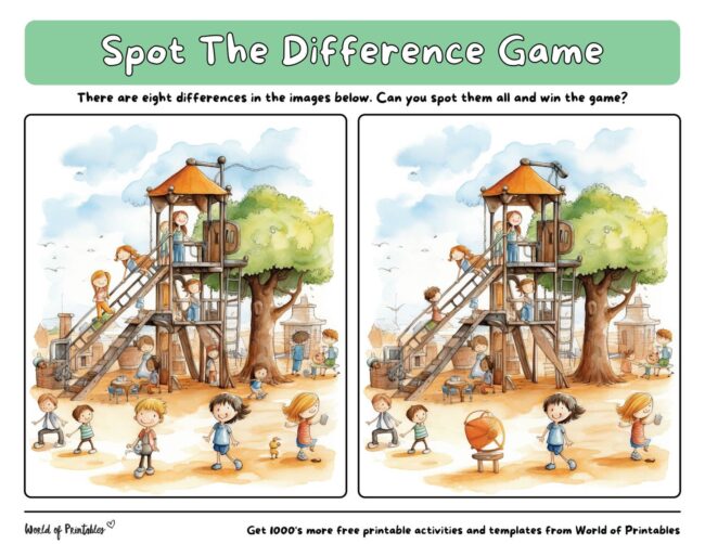 Spot The Difference Summer Games - World of Printables