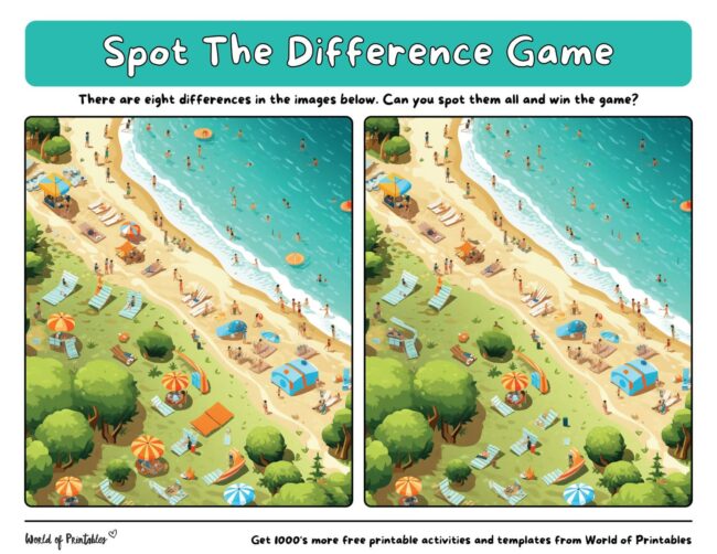 Spot The Difference Summer Games - World of Printables