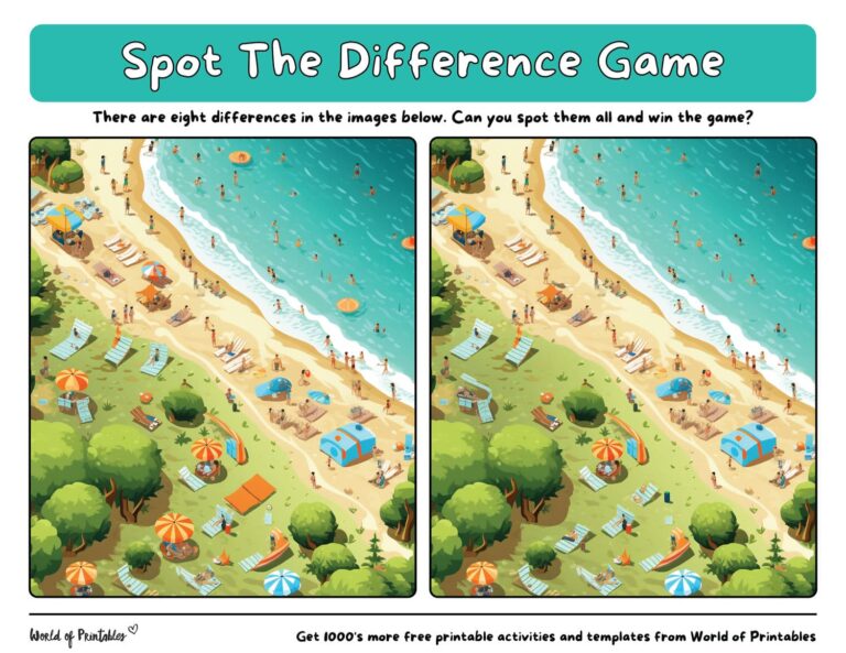 Spot The Difference Summer Games - World of Printables