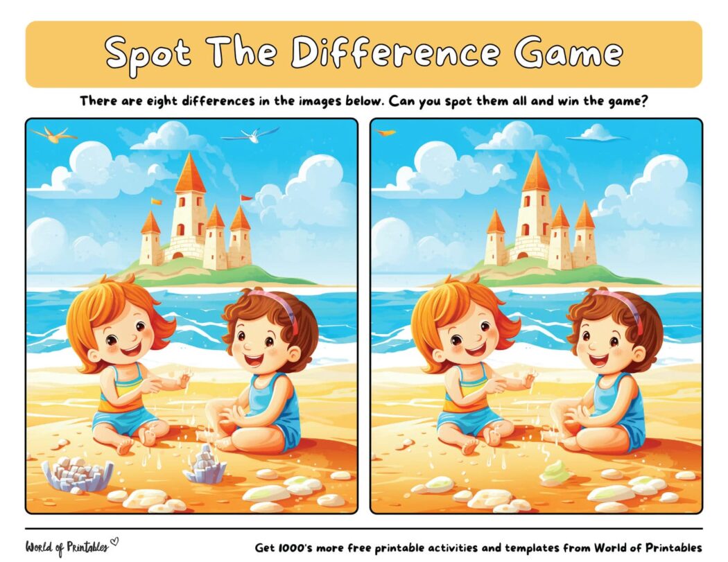 Spot The Difference Summer Games - World of Printables