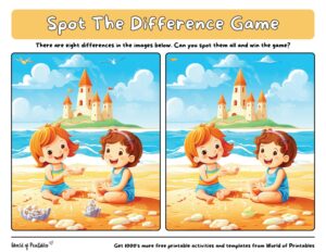 Spot The Difference Summer Games - World of Printables