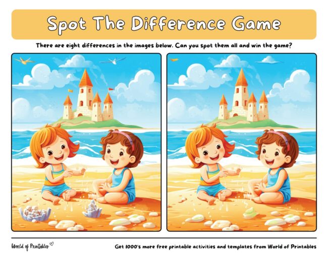 Spot The Difference Summer Games - World of Printables