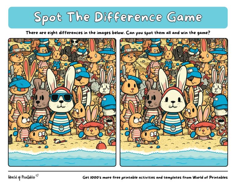 Spot The Difference Summer Games - World of Printables