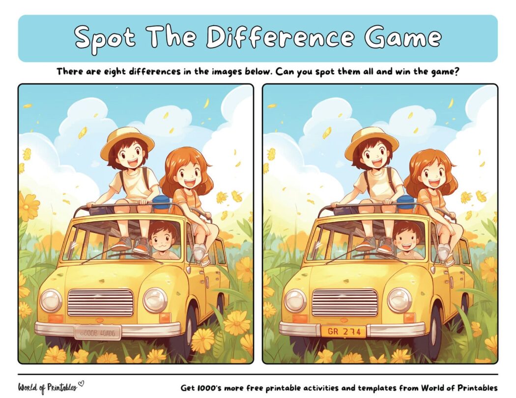 Spot The Difference - 100 Games To Print & Play! - World of Printables
