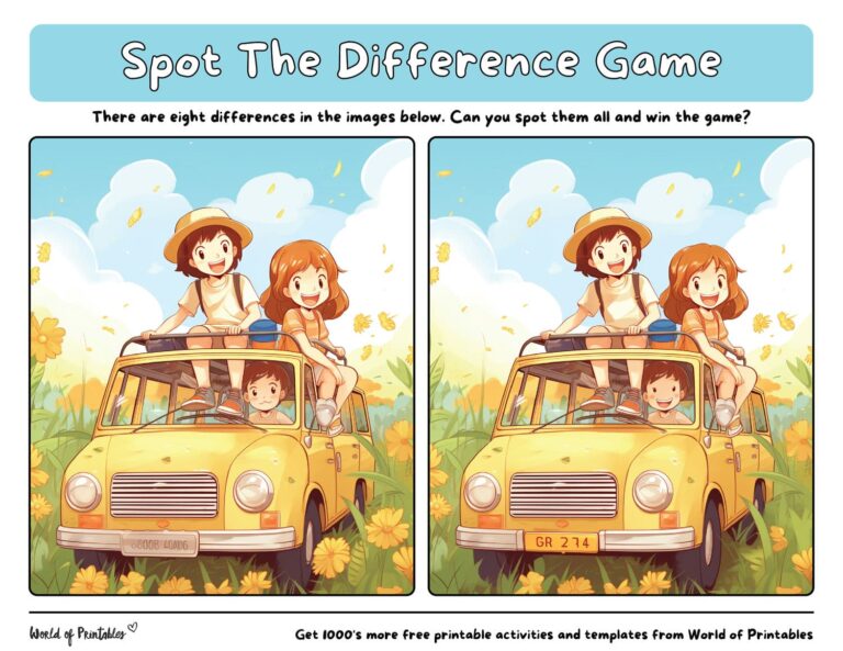 Spot The Difference - 100 Games To Print & Play! - World of Printables