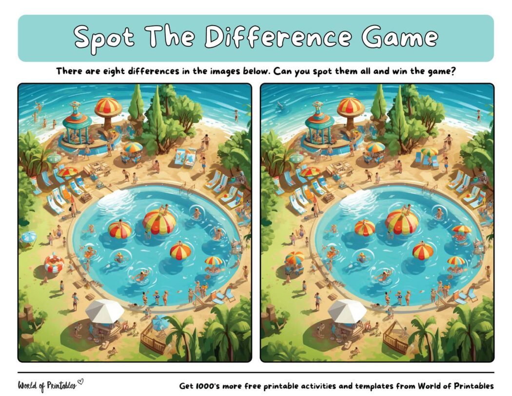 Spot The Difference Summer Games - World of Printables