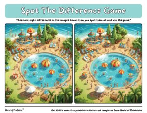 Spot The Difference Summer Games - World of Printables