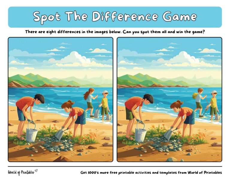 Spot The Difference Summer Games - World of Printables