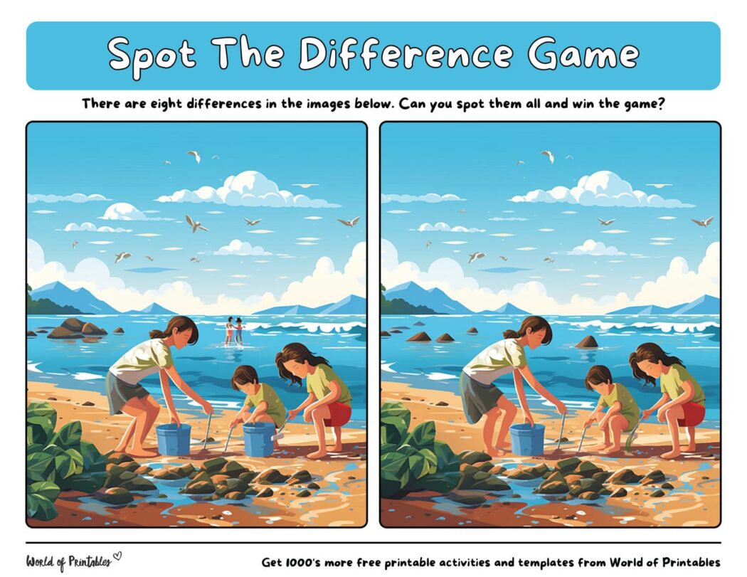 Spot The Difference Summer Games - World of Printables