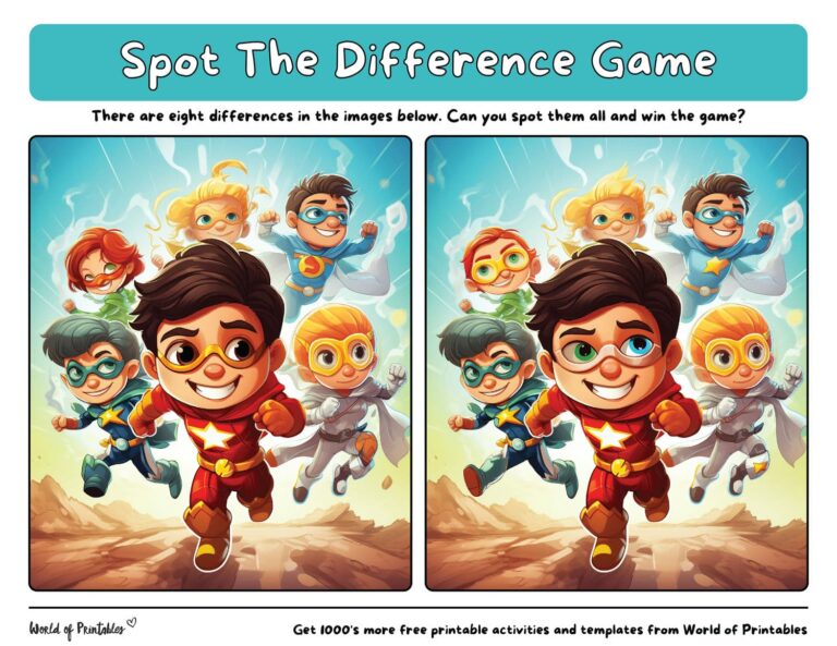Spot The Difference - 100 Games To Print & Play! - World of Printables