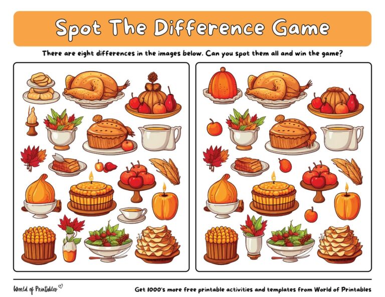 Spot The Difference Thanksgiving Games - World of Printables Spot The Difference Thanksgiving Games - World of Printables