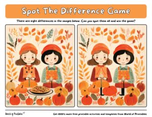 Spot The Difference Thanksgiving Games - World of Printables