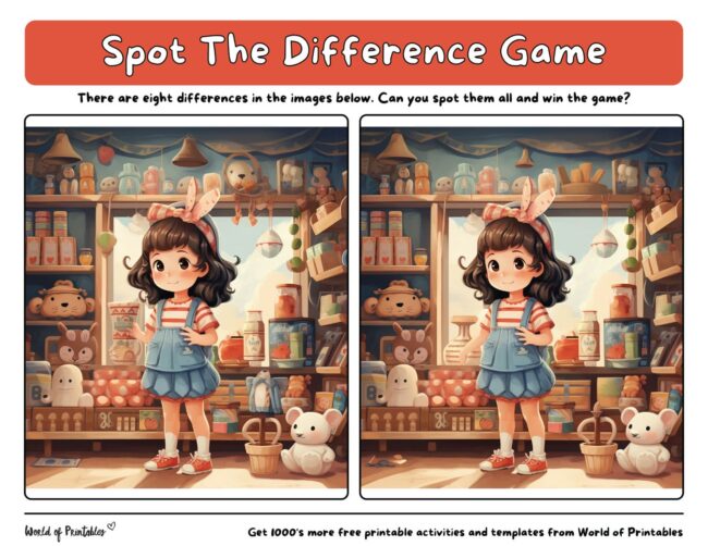 Spot The Difference - 100 Games To Print & Play! - World of Printables