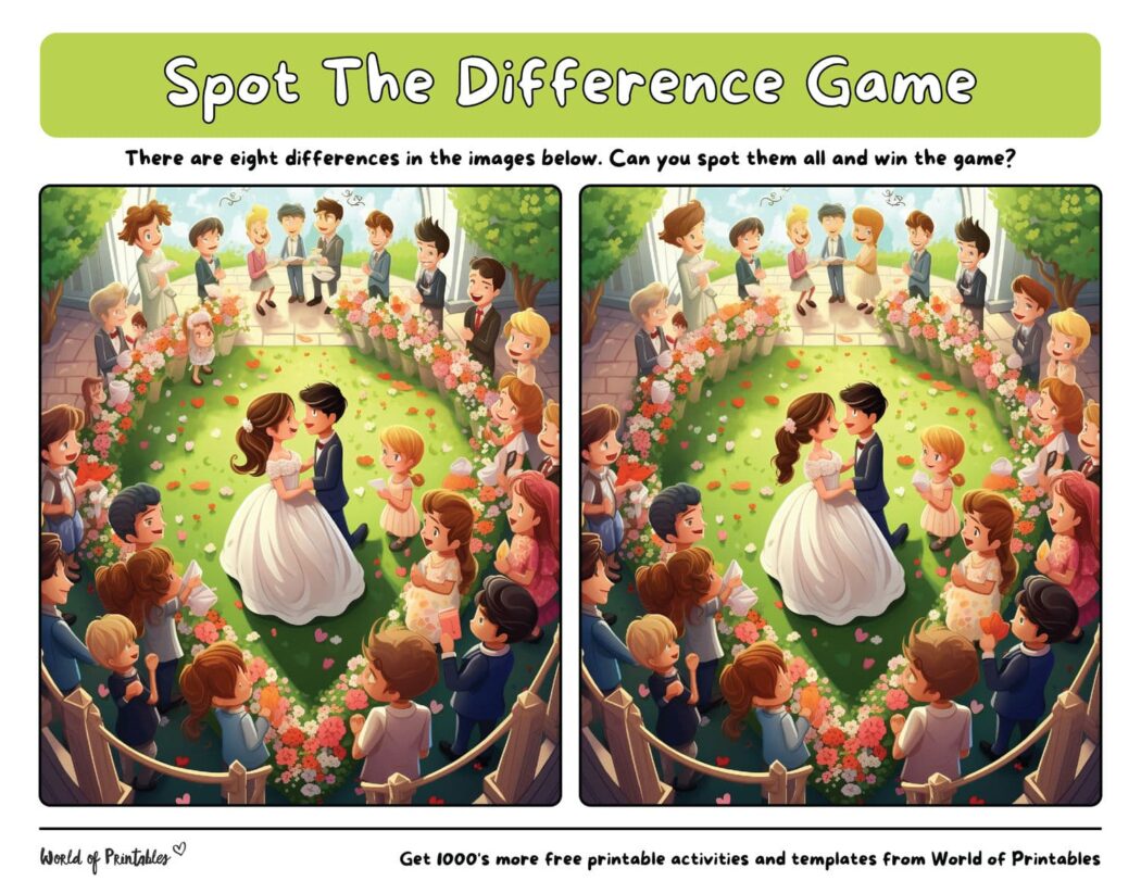 Spot The Difference Wedding Games - World of Printables