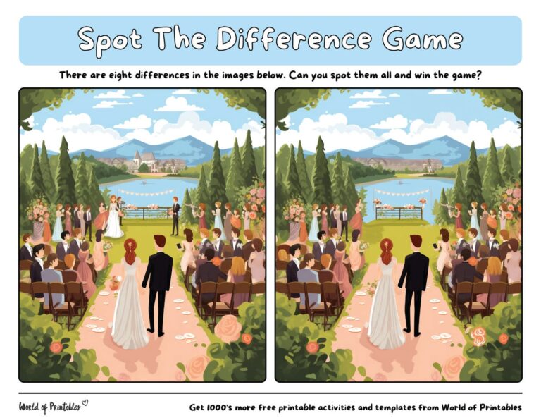 Spot The Difference Wedding Games - World of Printables