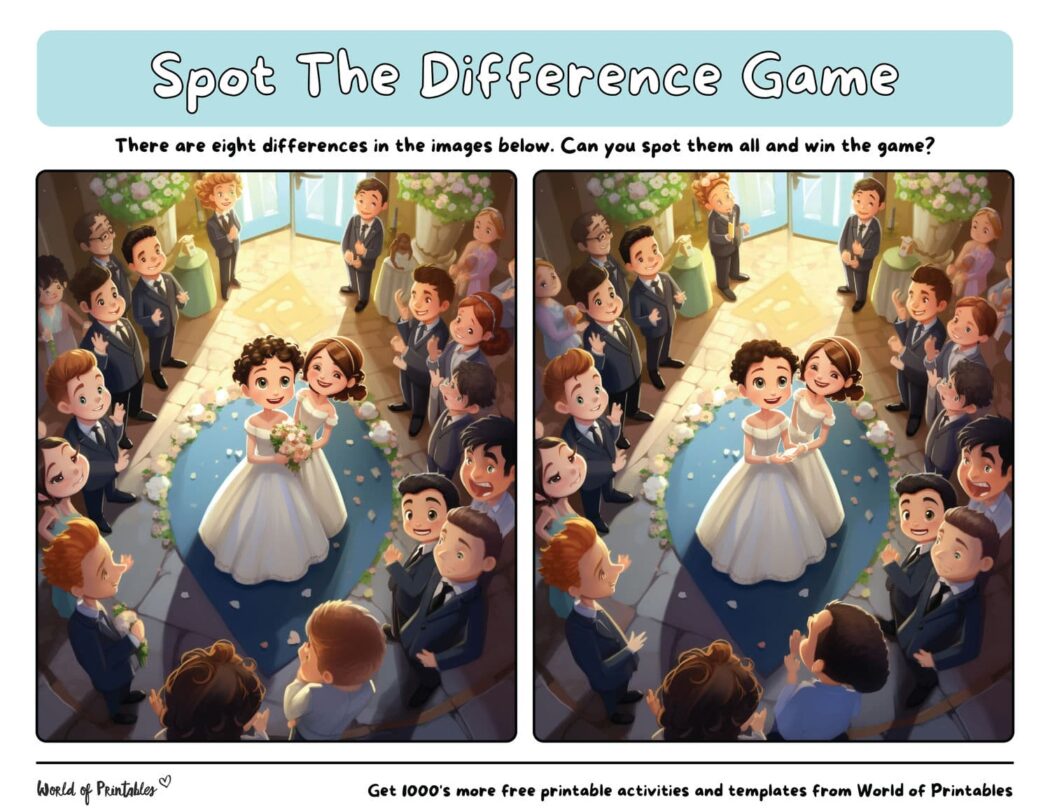 Spot The Difference Wedding Games - World of Printables