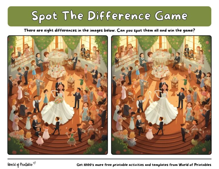 Spot The Difference Wedding Games - World of Printables