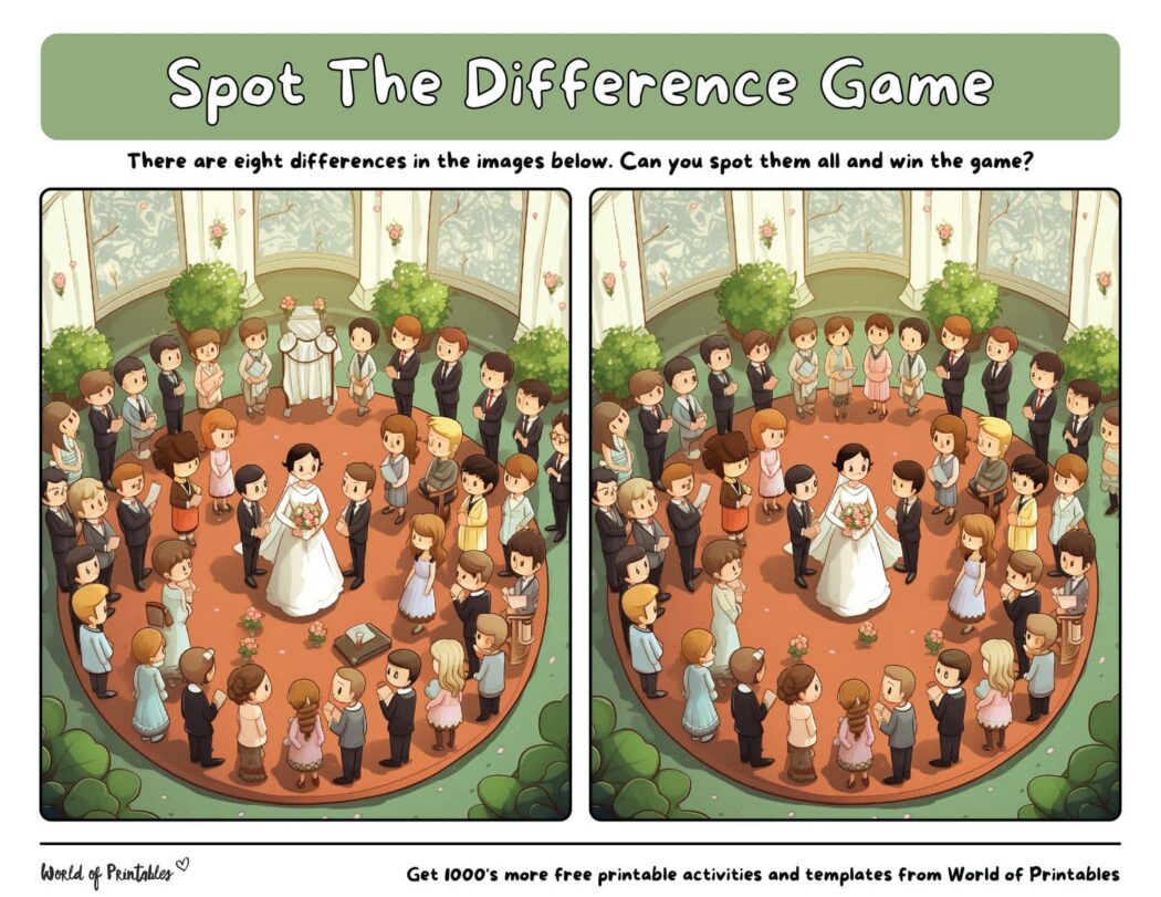 Spot The Difference Wedding Games - World of Printables