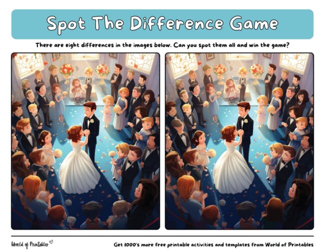 Spot The Difference Wedding Games - World of Printables
