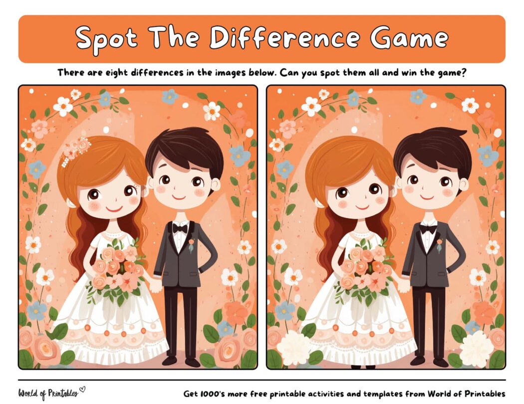 Spot The Difference Wedding Games - World of Printables