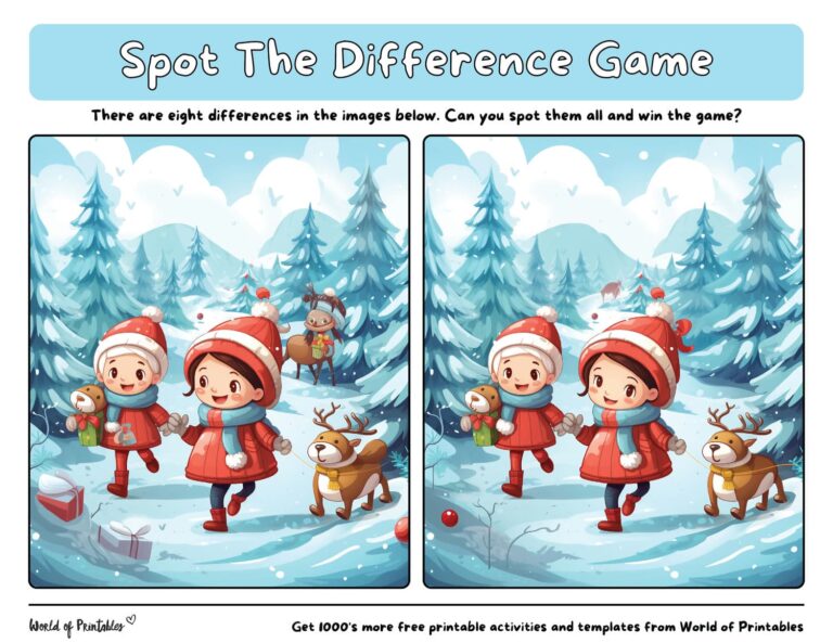 Spot The Difference Winter Games - World of Printables
